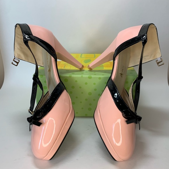 Pixie Cove Shoes Size 45 Pixie Cove Susie Tstrap Pink Black Patent Leather 5s Pinup Heels